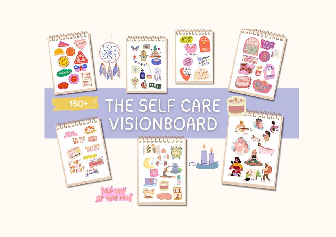 Self Care Vision Board Printables: Junk Journal Elements (digital ...