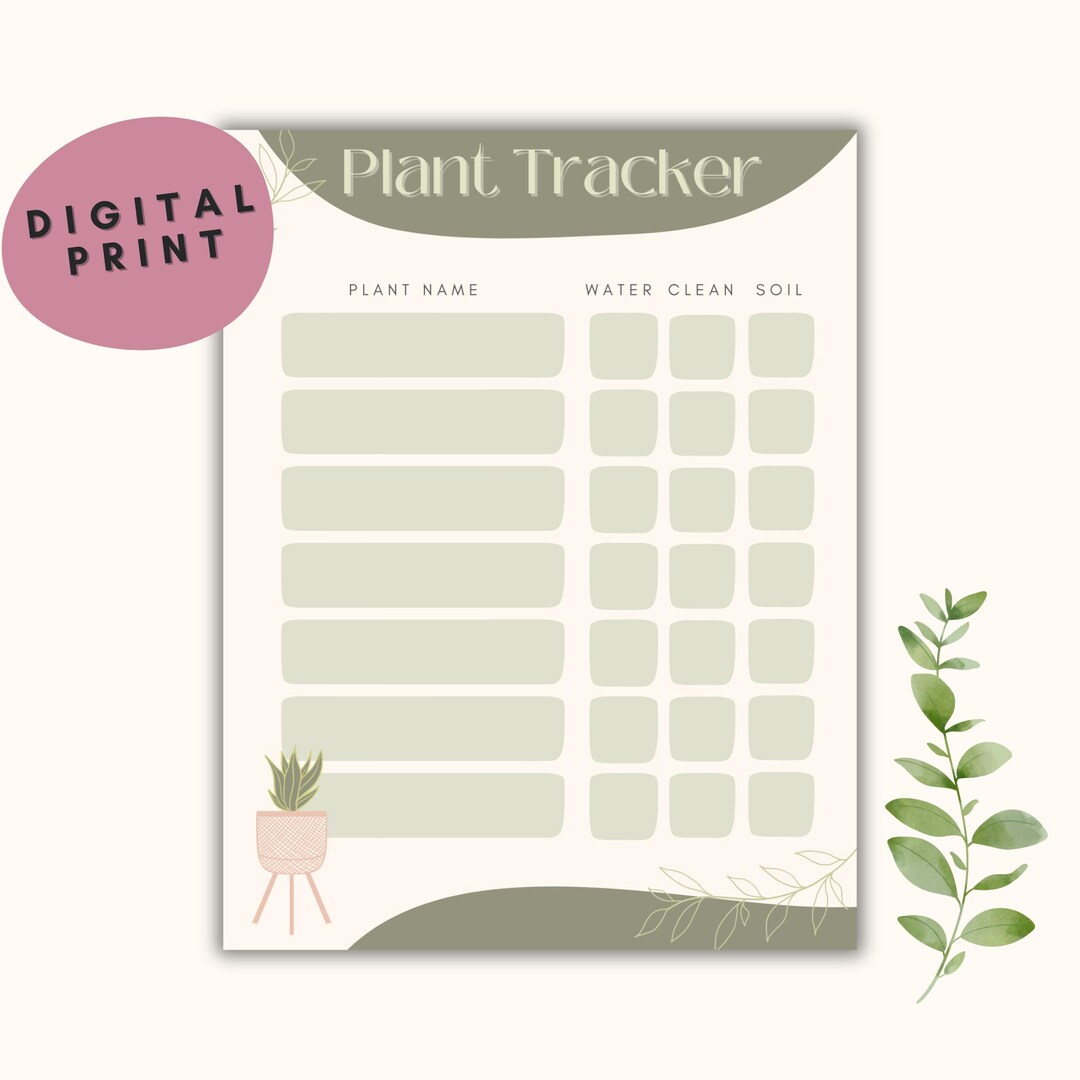 Plant Care Tracker, Plant Care Journal, Indoor Plant Planner,houseplant ...