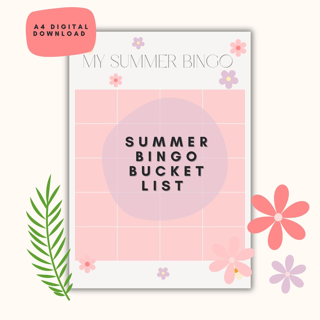 Summer Bingo Bucket List, Bingo Card, Summer Checklist, Summer Goals ...