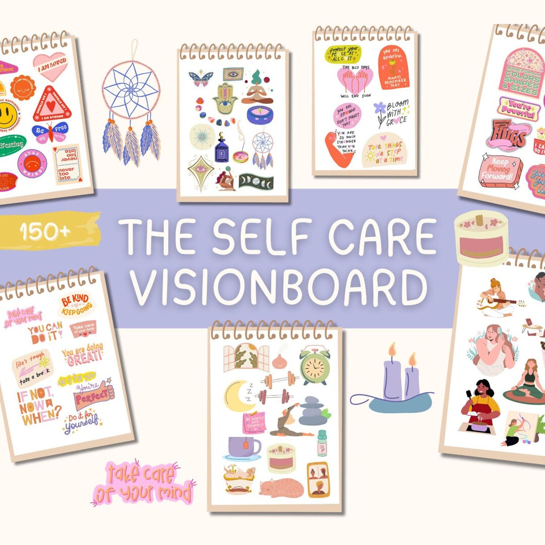 Self Care Vision Board Printables: Junk Journal Elements (digital ...