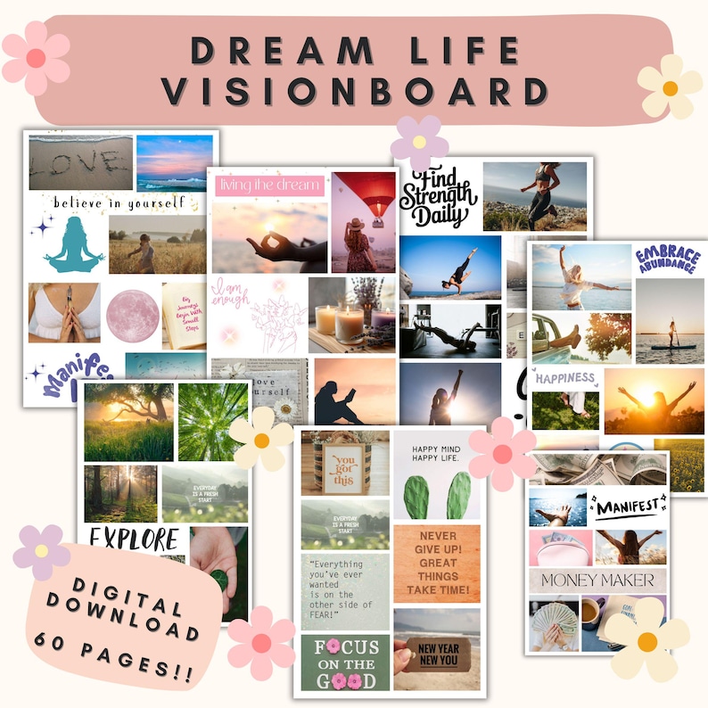 2026 Vision Board Kit Print Outs, Junk Journal, Manifestation Journal ...