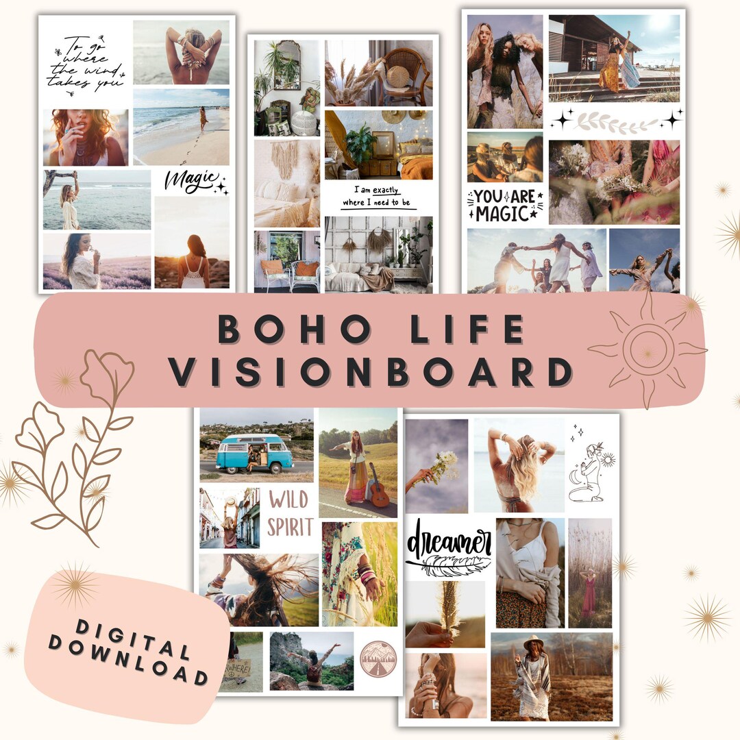 Boho Vision Board Kit Printable – Dream Life Collage Bundle ...