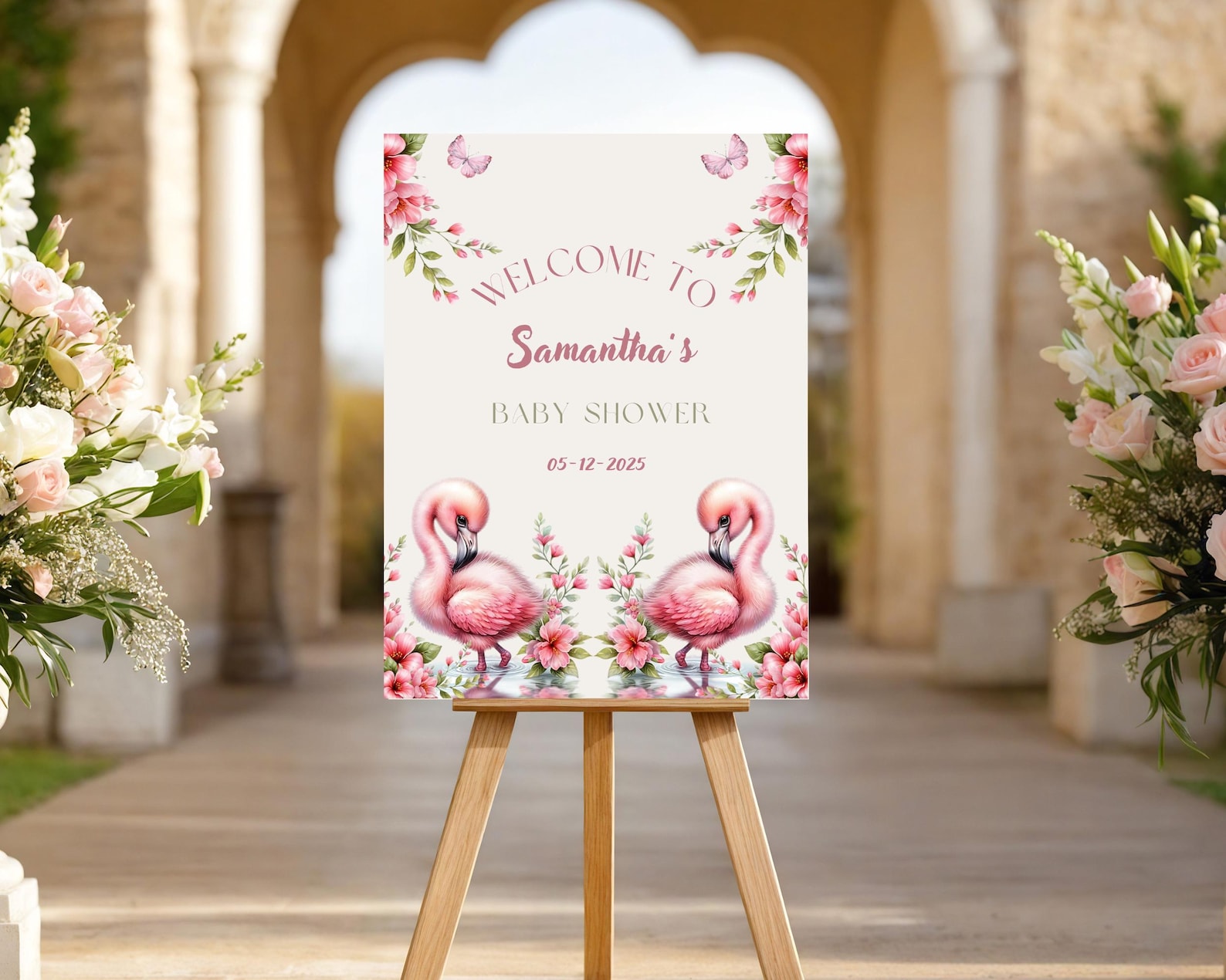 Editable Flamingo Baby Shower Welcome Sign. Pink Flamingos, Pink ...
