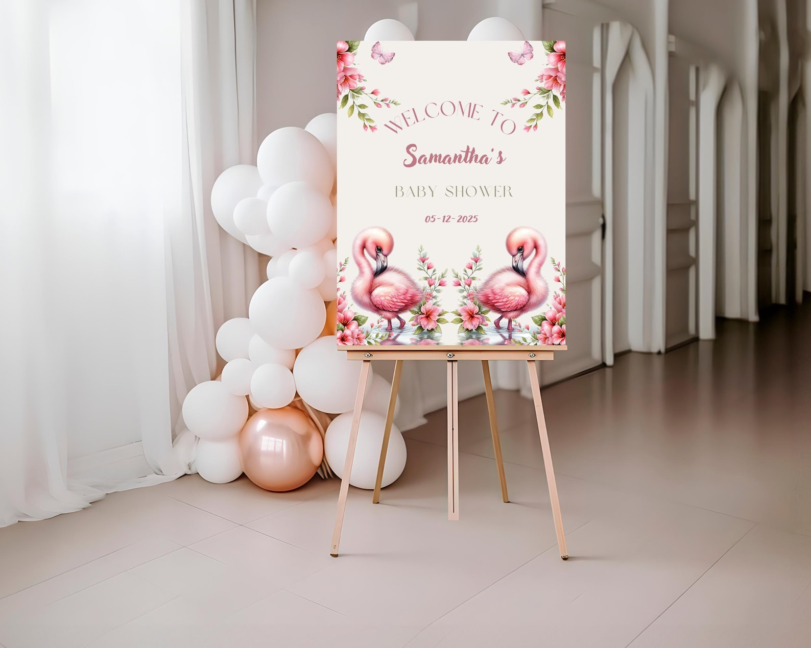 Editable Flamingo Baby Shower Welcome Sign. Pink Flamingos, Pink ...