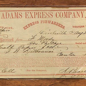 Adams Express Company 1800s Receipts - Etsy