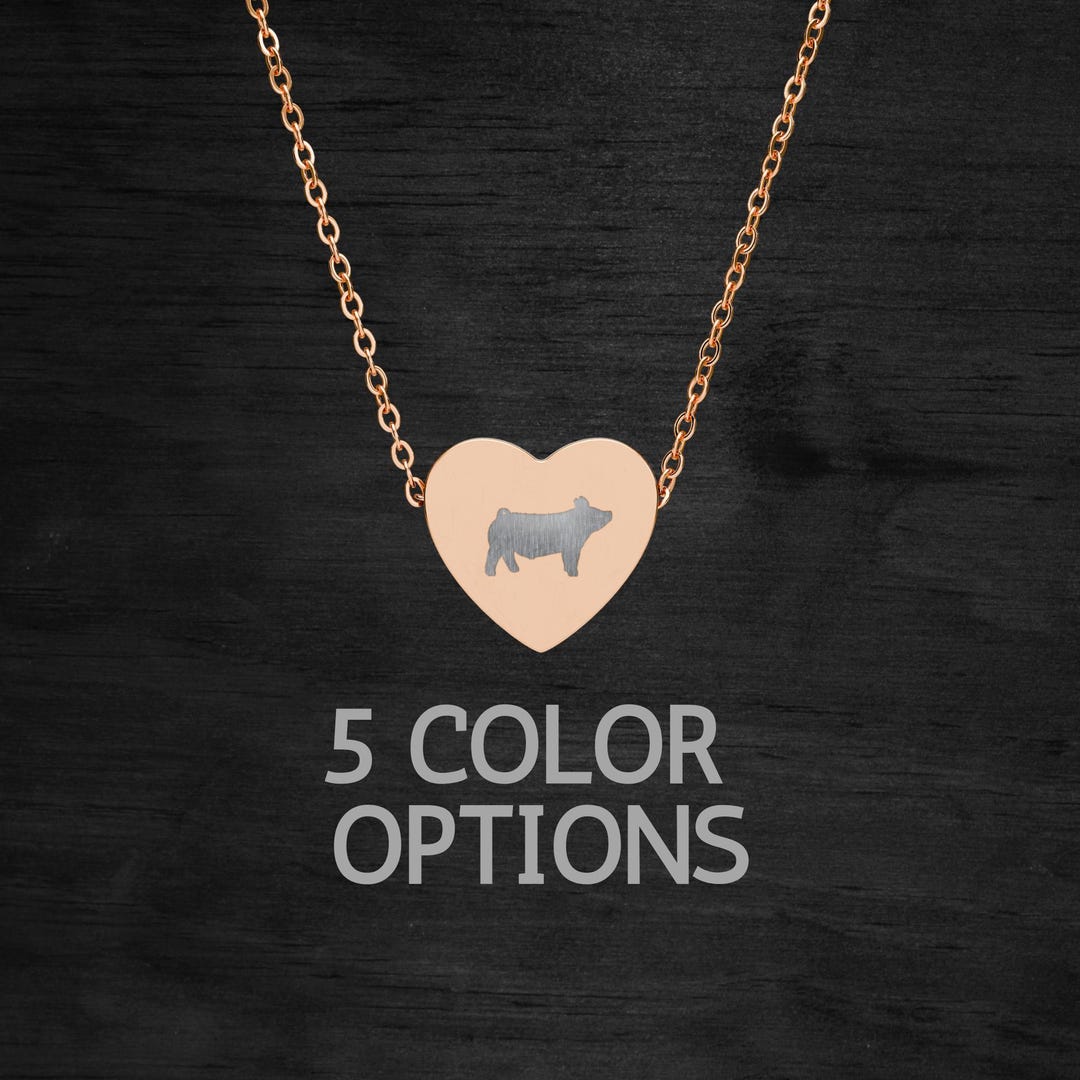 Show Swine Heart Necklace | 4-H FFA Jewelry Gift | Engraved Pig Pendant ...