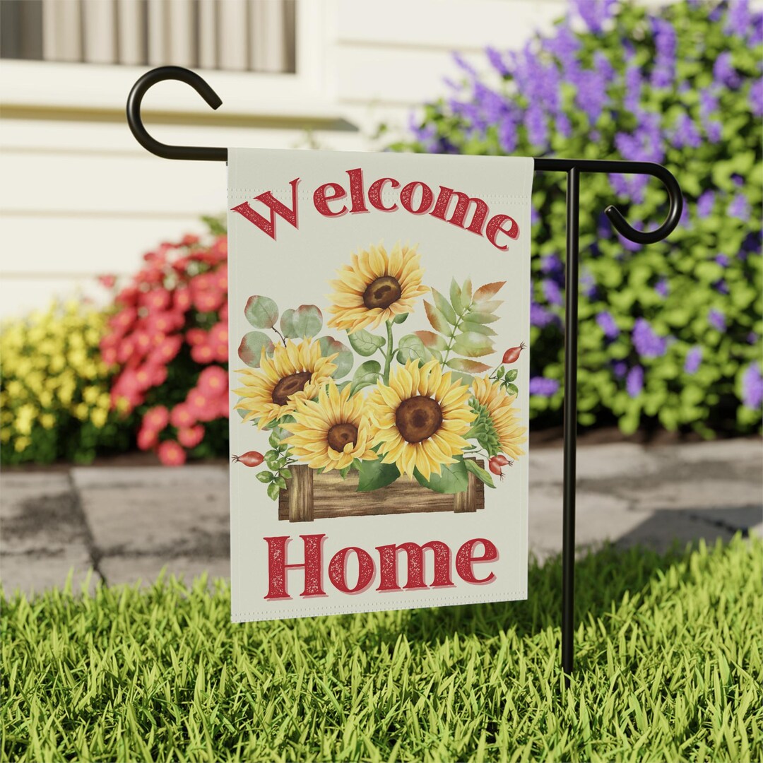 Welcome Home Banner, Sunflower Banner, Garden & House Decor, Gift for ...
