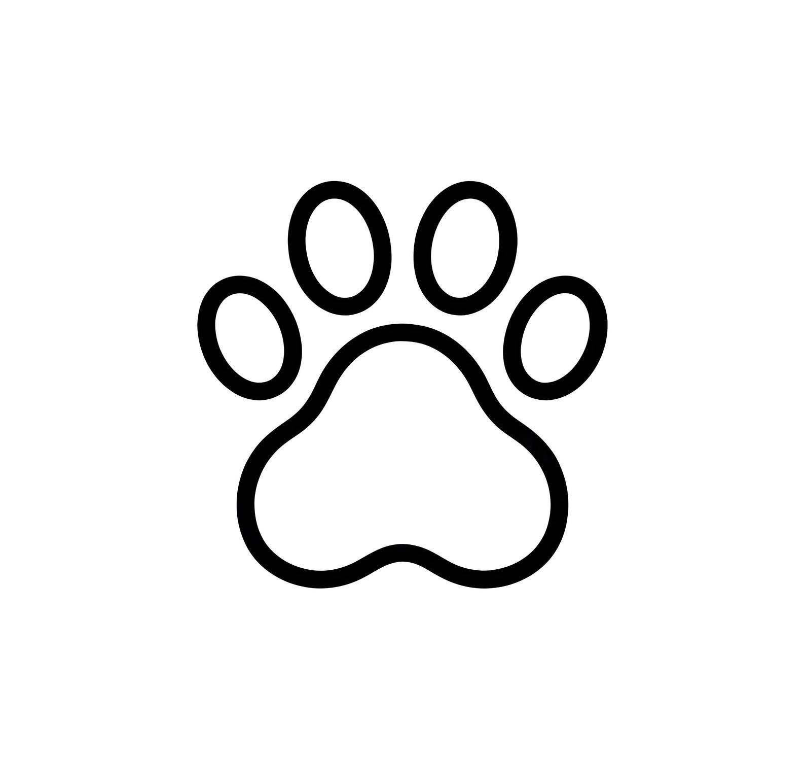 Paw Print Outline SVG PNG Line Art Vector Black and White for Cricut - Etsy