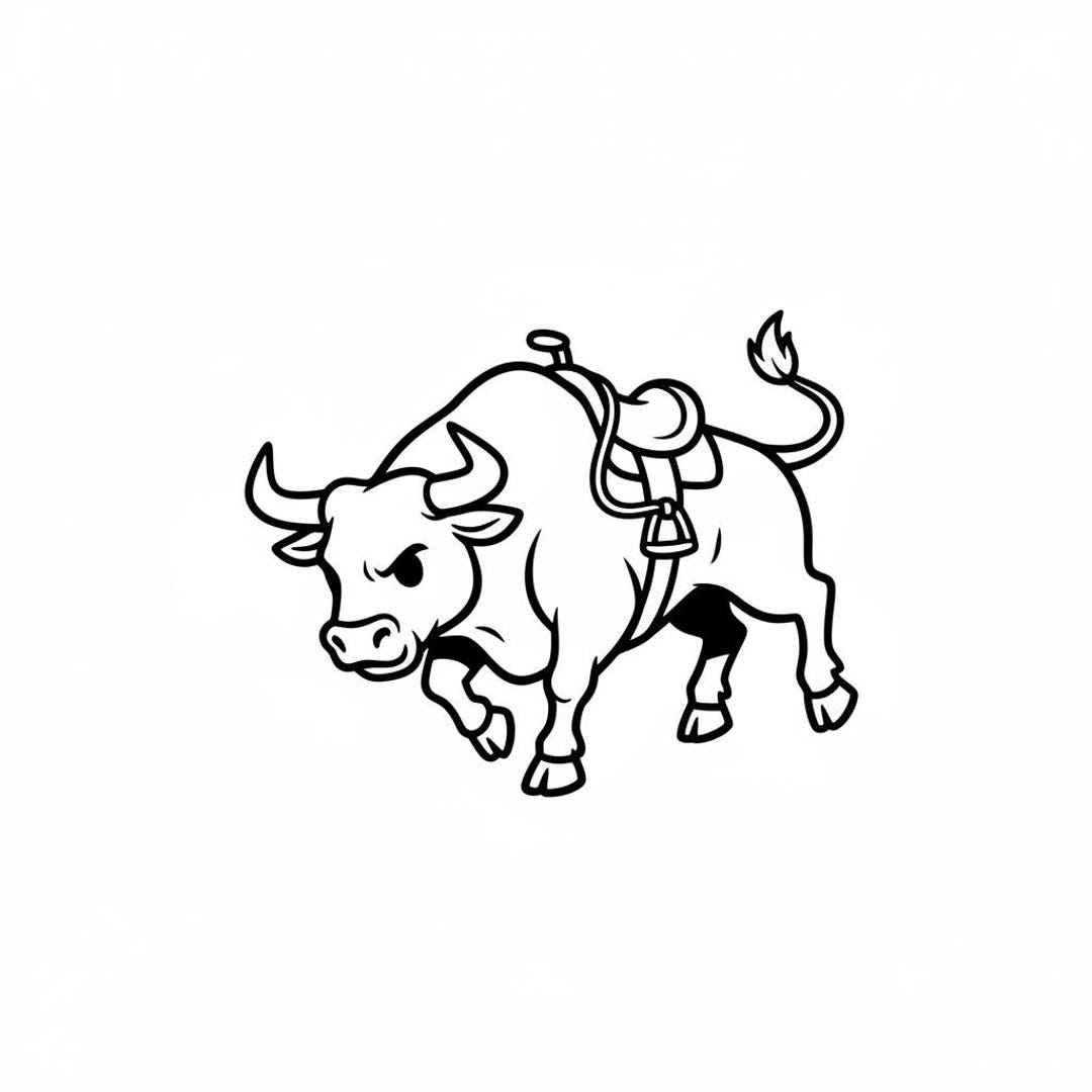 Rodeo Bull SVG Outline PNG Line Art Vector Black and White for Cricut ...
