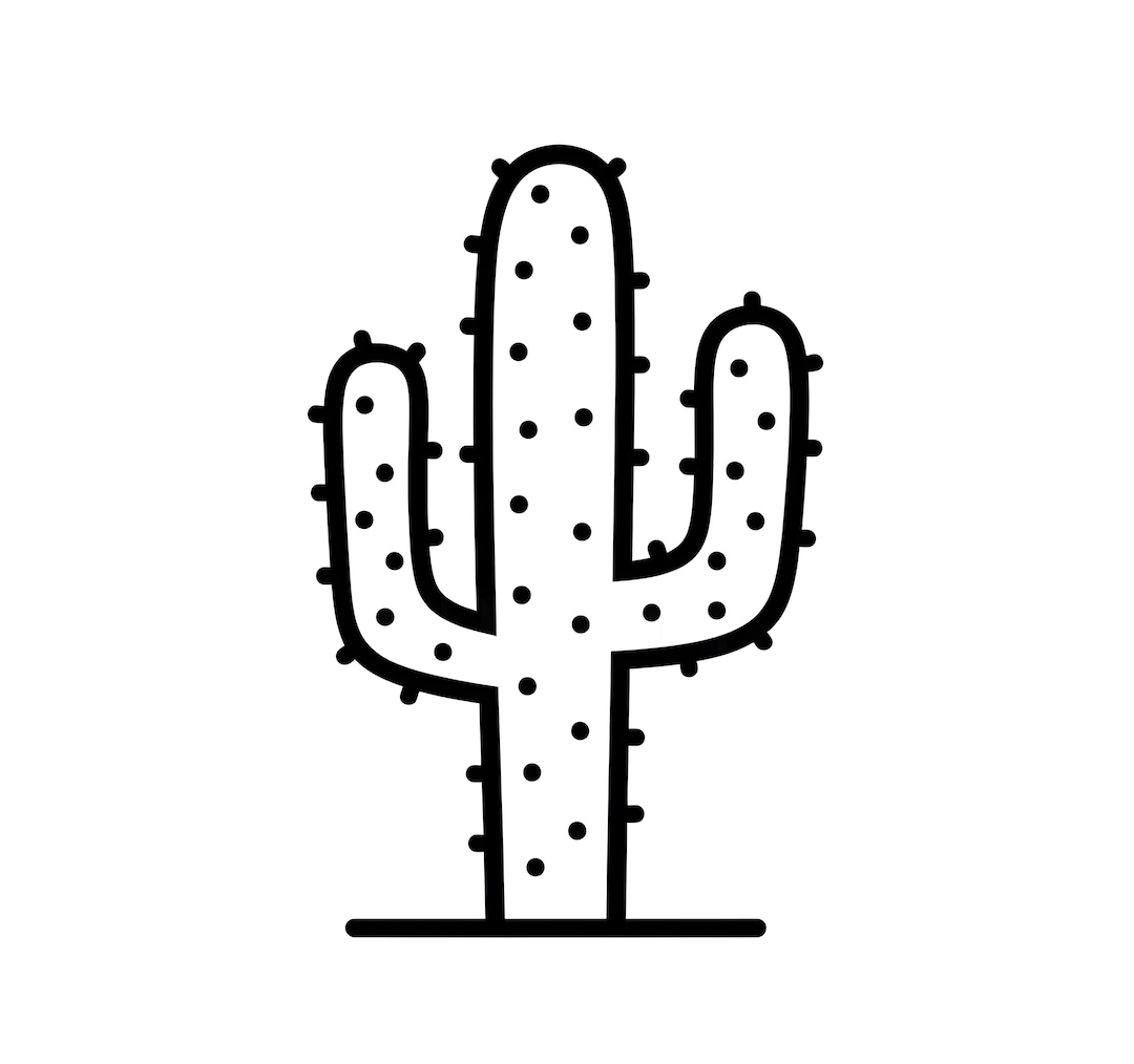 Cactus Outline SVG PNG Line Art Vector Black and White for Cricut - Etsy