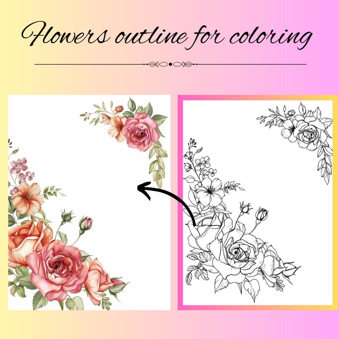 Watercolor Flowers Outlines to Color PDF, Flowers Drawings to Trace ...