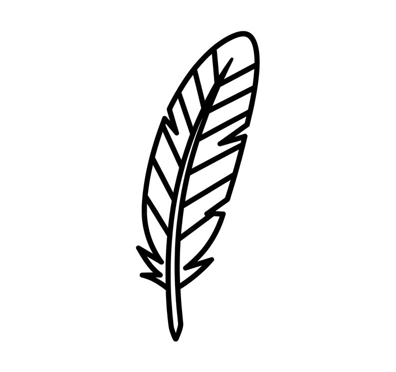 Feather Outline SVG PNG Line Art Vector Black and White for Cricut - Etsy