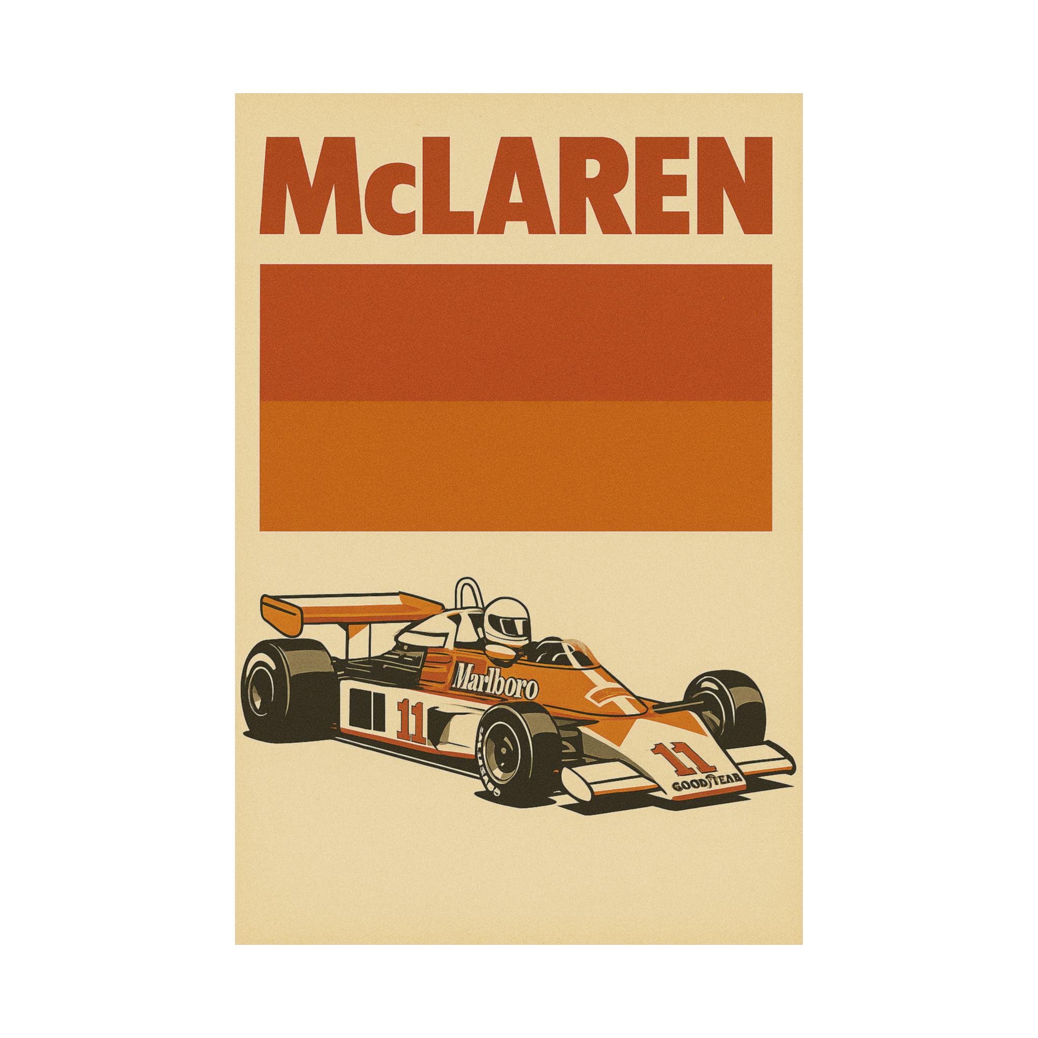 Vintage Mclaren F1 Poster Retro Racing Wall Art | Classic Formula 1 Car ...