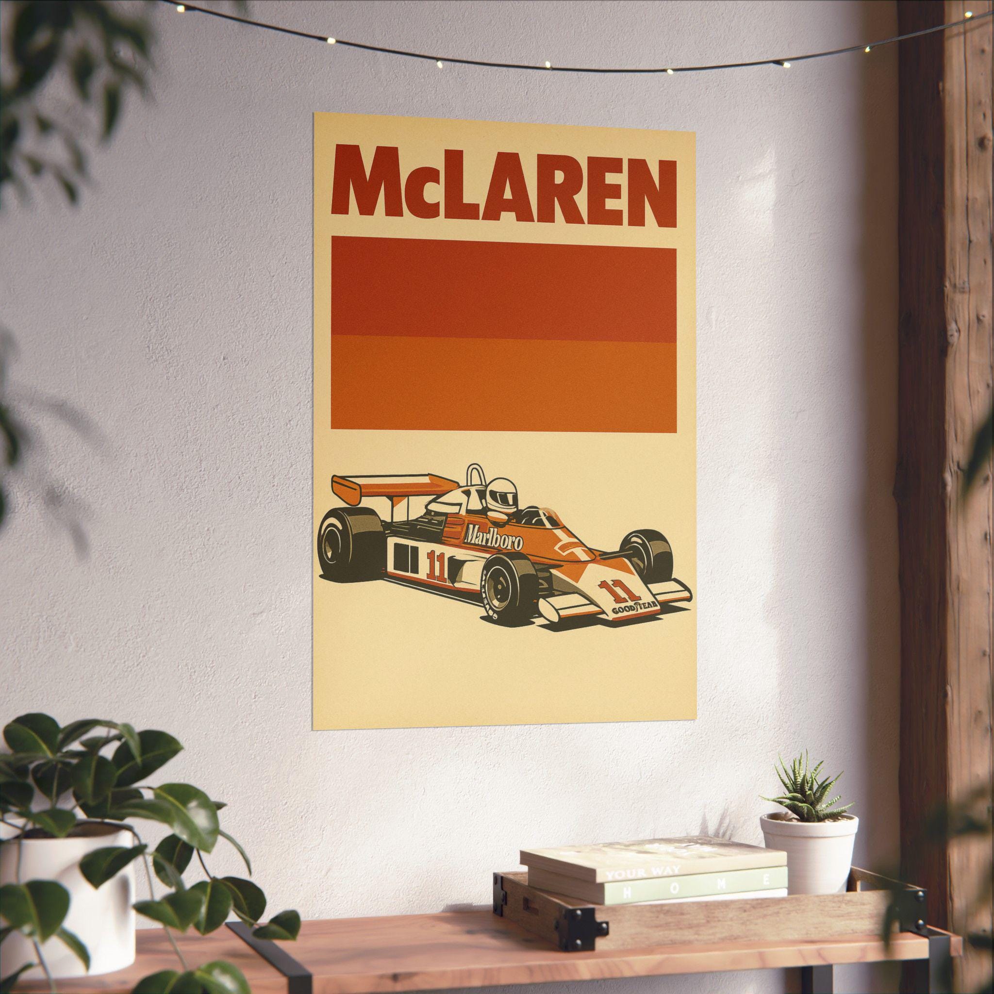 Vintage Mclaren F1 Poster Retro Racing Wall Art | Classic Formula 1 Car ...