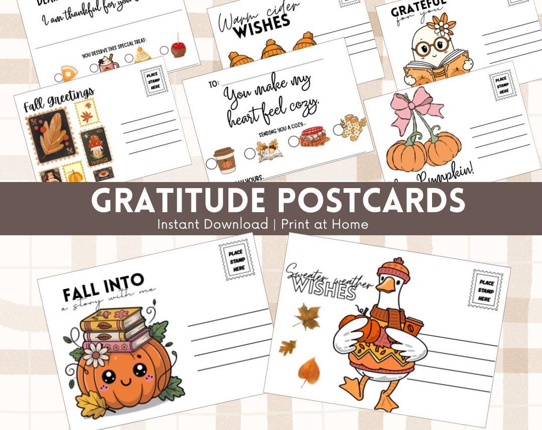 Thankful Postcards Color-your-own Kids Activity for Kids Gratitude ...