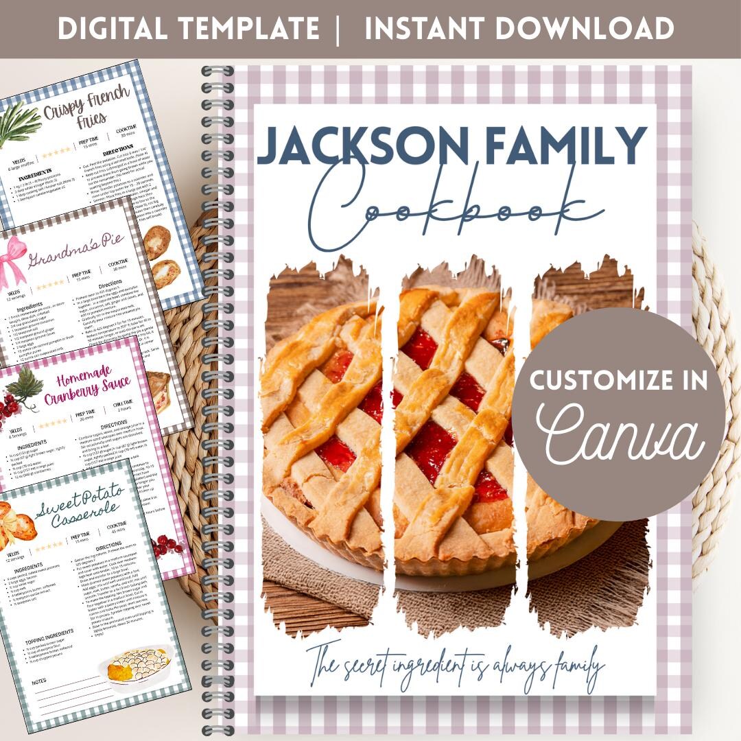 Editable Cookbook Template for Family Recipes and Personalized Gift ...