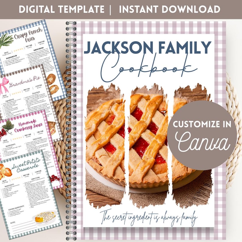 Editable Cookbook Template for Family Recipes and Personalized Gift ...