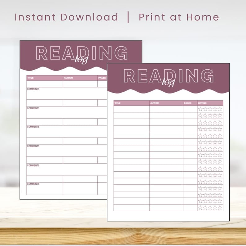 Printable Reading Log, Tracker for Kids, Teens and Adults (digital ...
