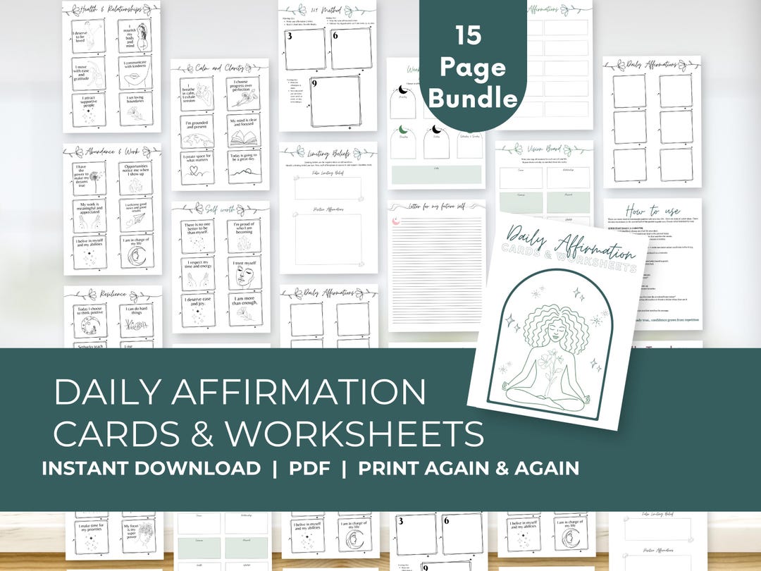 Daily Affirmation Cards for Positive Manifestation for Bullet Journal ...