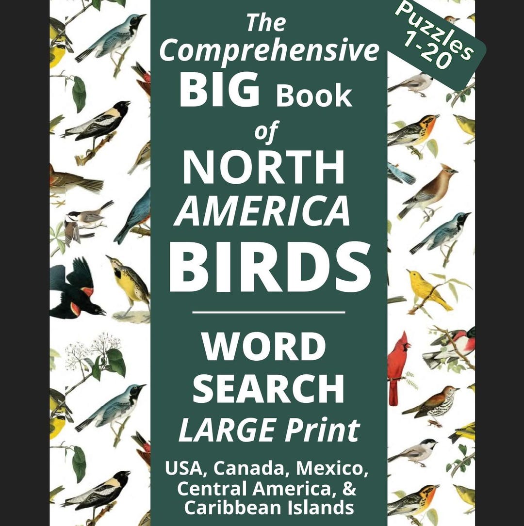 North American Birds Word Search Large Print_puzzles 1-20 - Etsy