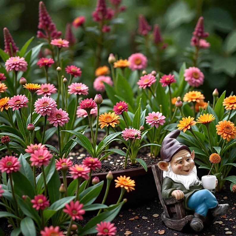 Lazy Coffee Gnome in Rocking Chair – Whimsical Outdoor Garden Figurine ...