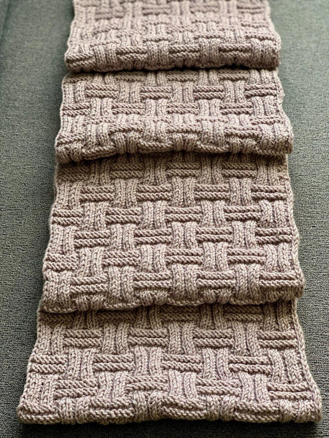 Easy Basket Weave Scarf Knitting Pattern: Reversible Unisex Design ...