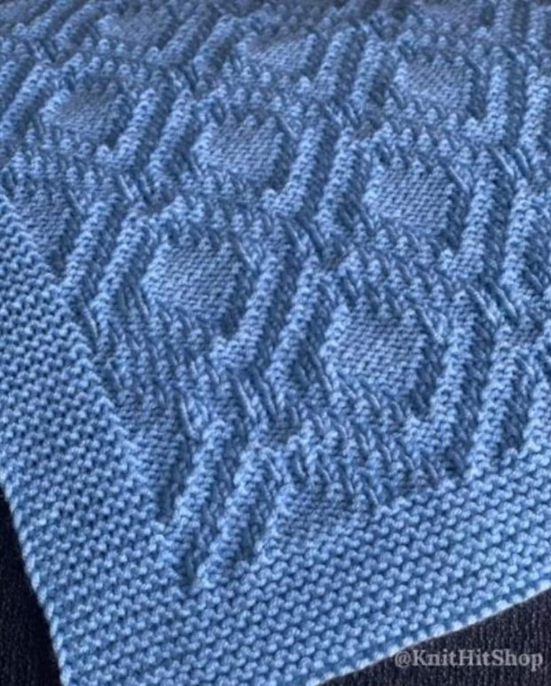 Throw Blanket Shadow Knitting Pattern: Easy Beginner Knit & Purl ...