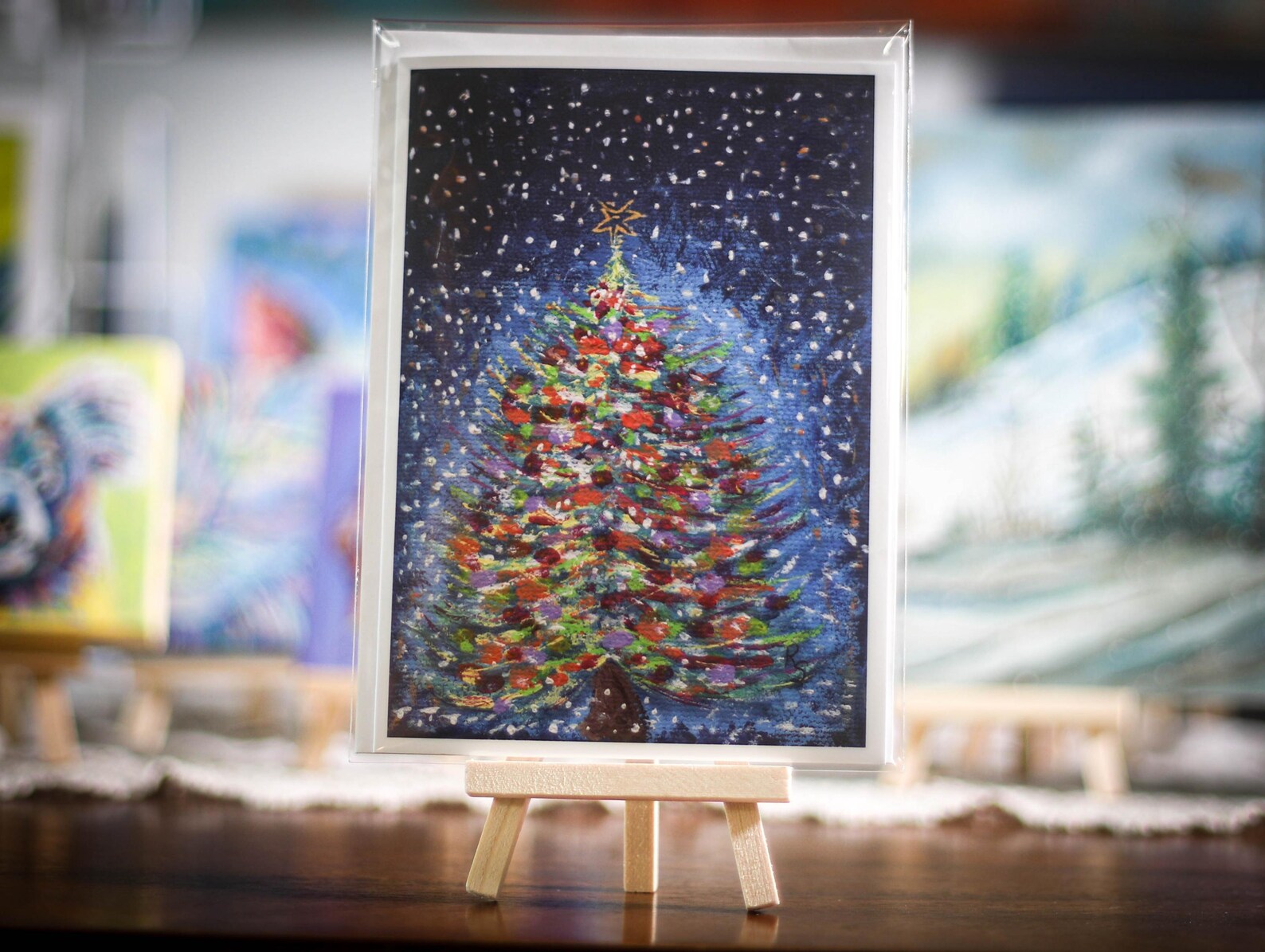 Whimsical Christmas Tree Art Card: Giclee Print, Cotton Rag Paper - Etsy