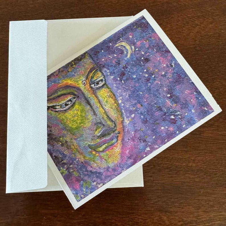 Whimsical Buddha Note Card, Blank Inside, Spiritual Card, Buddha ...