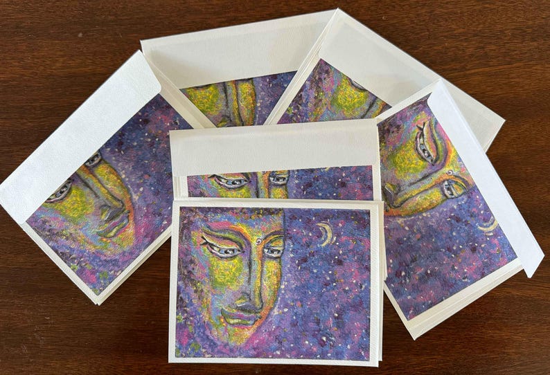 Whimsical Buddha Note Card, Blank Inside, Spiritual Card, Buddha ...
