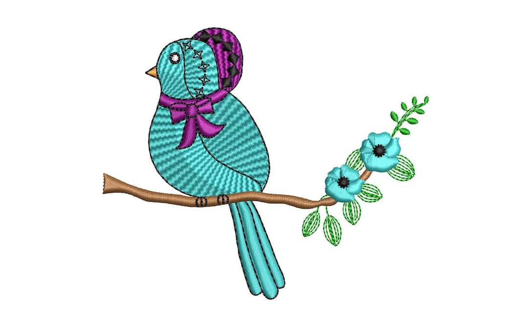 Cute Bird Embroidery Design | Digital Download | Bird on Branch Pattern ...