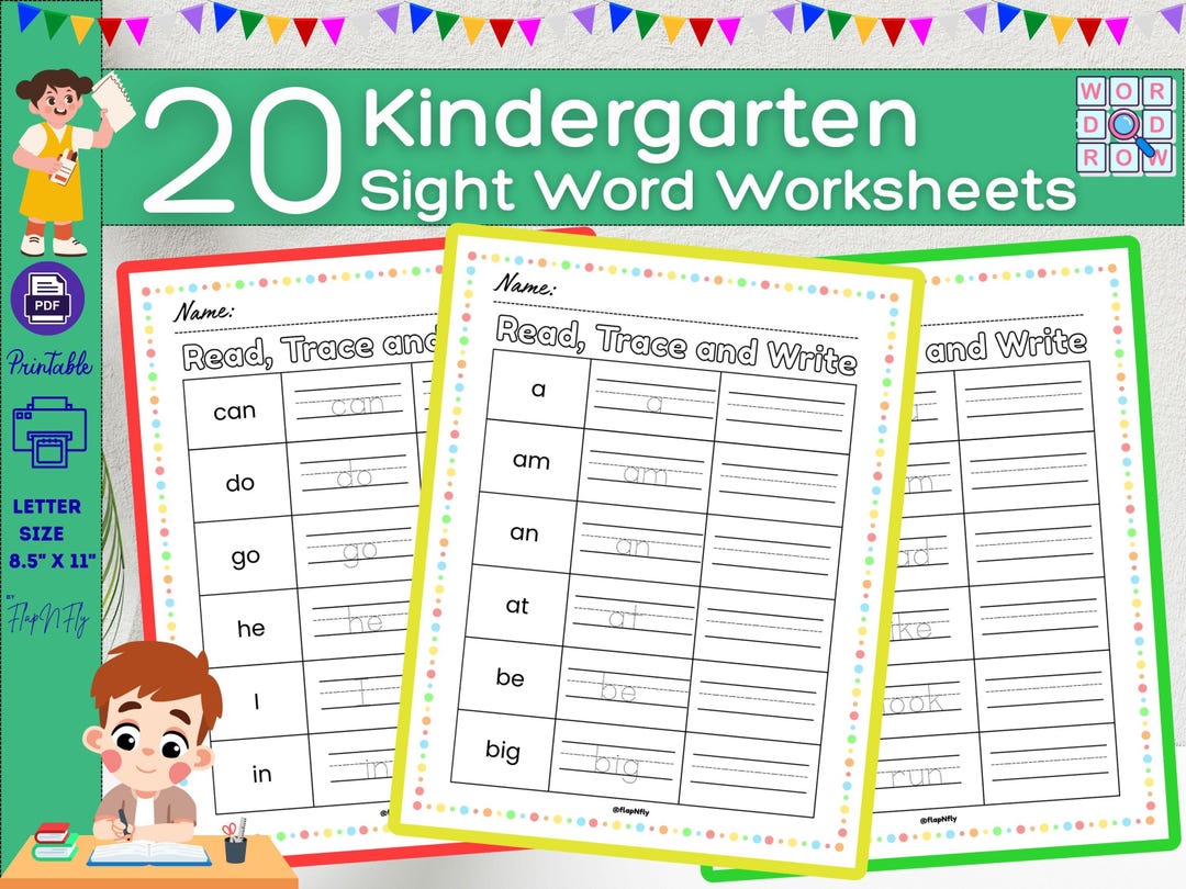 Kindergarten Sight Word Worksheets Printable - Etsy