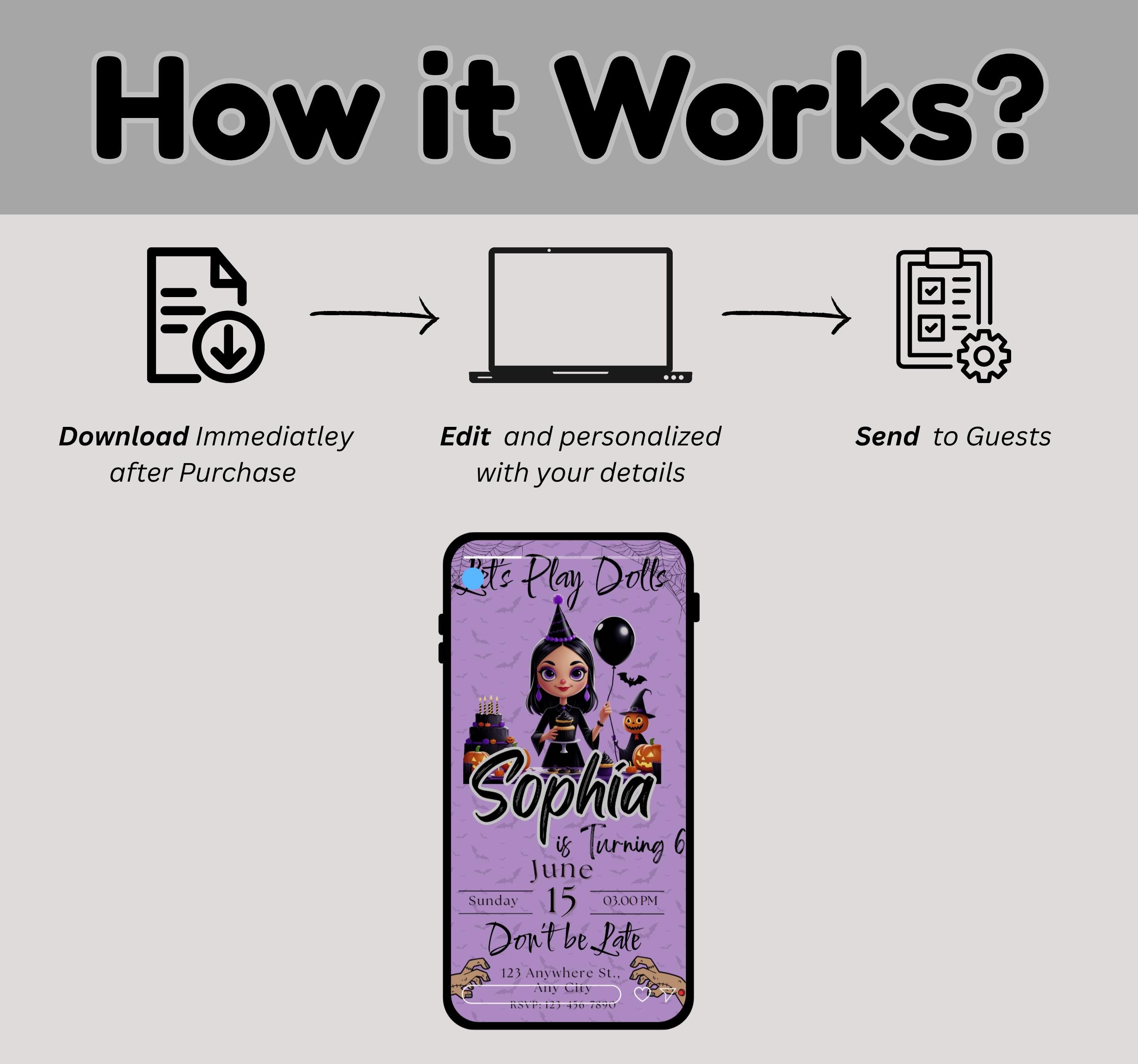 Wednesday Addams Birthday Evite: Editable Spooky Template (digital ...
