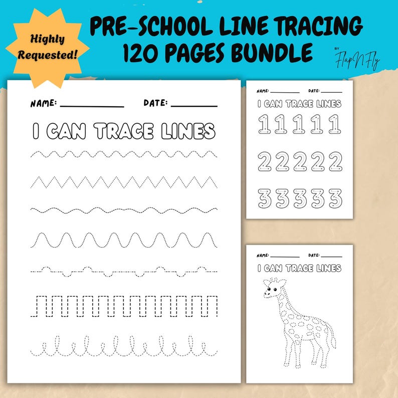 Preschool Tracing Worksheets PDF Bundle: Numbers, Mazes, Line Tracing ...