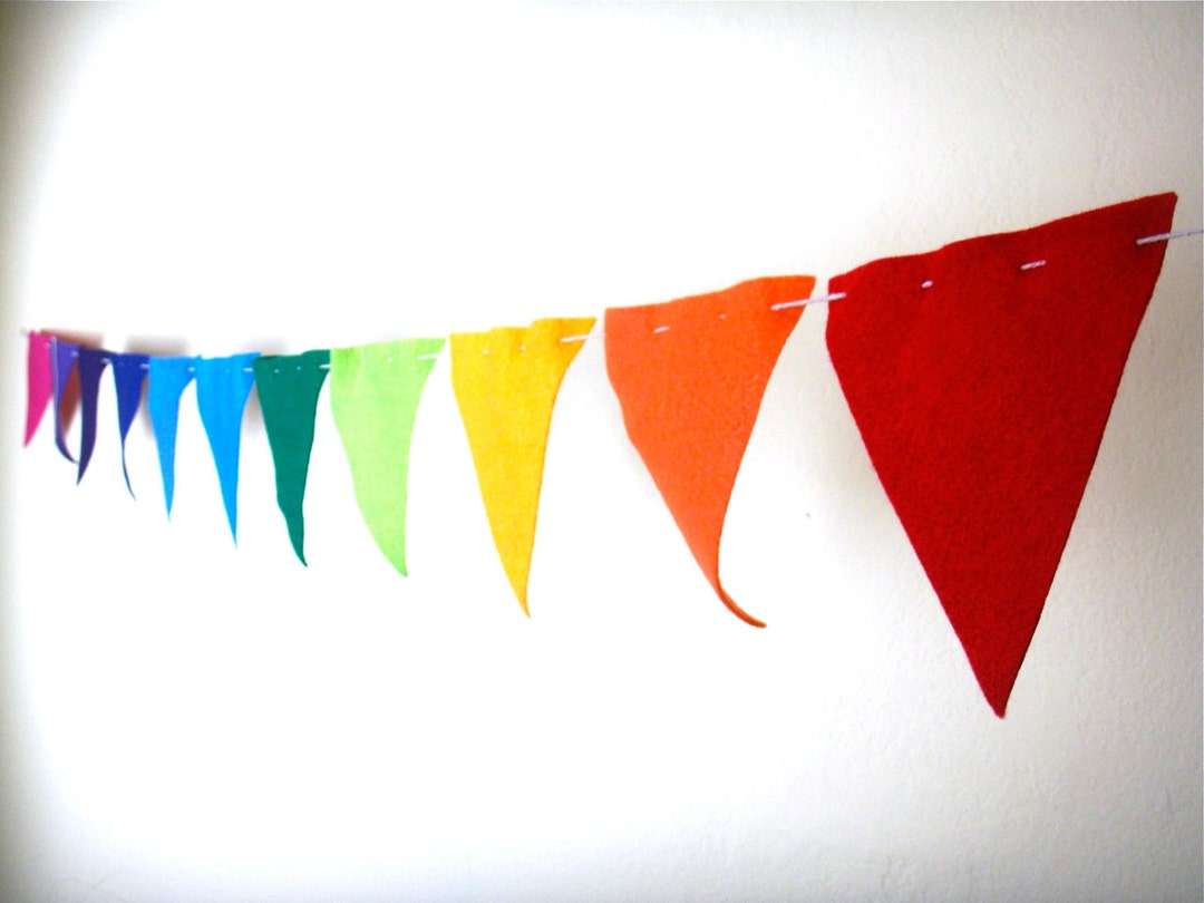 Bunting Flags- Rainbow of Colors Eco Felt Pennants - Etsy