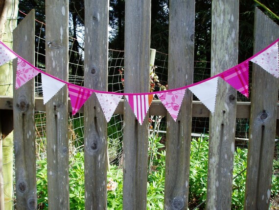 Items similar to Bunting Flags Pink and White Size Small on Etsy
