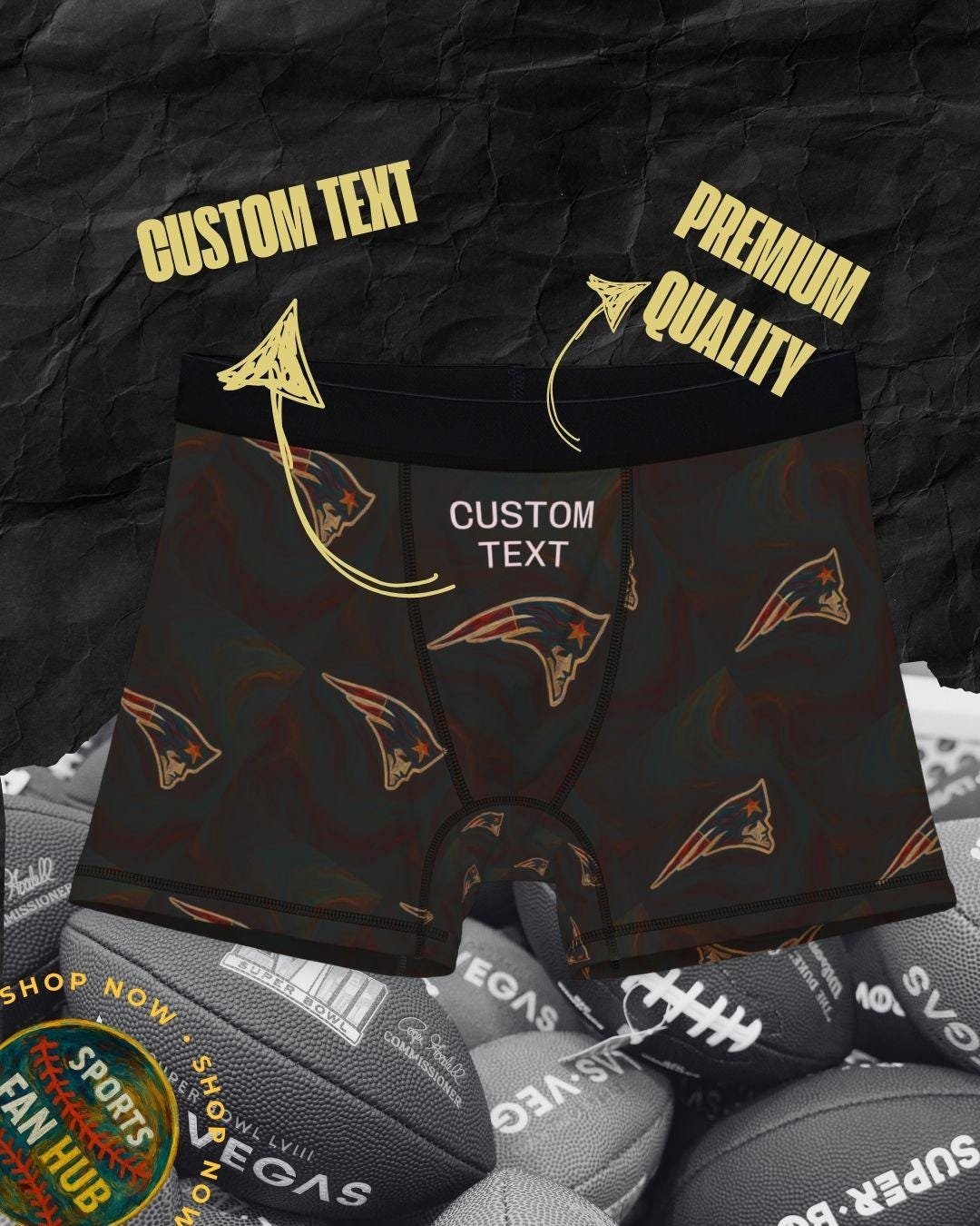 New England Patriots Customizable NFL Boxer Briefs - Personalized Fan ...