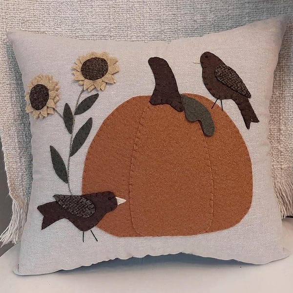 Wool Applique Pillow - Etsy