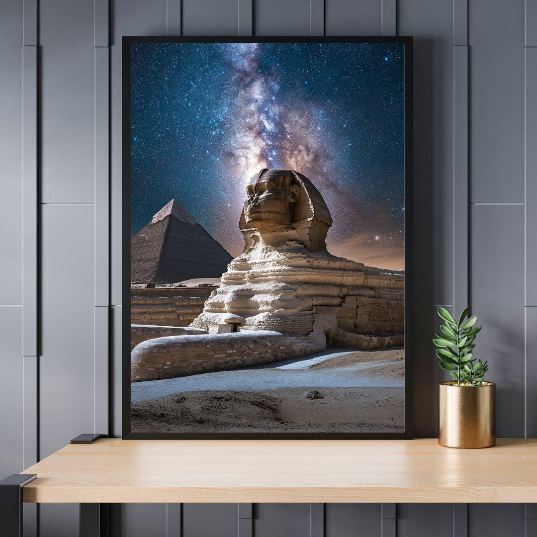 Ancient Egyptian Sphinx and Pyramids of Khafre | Living Room Decor Print | Digital Download ...