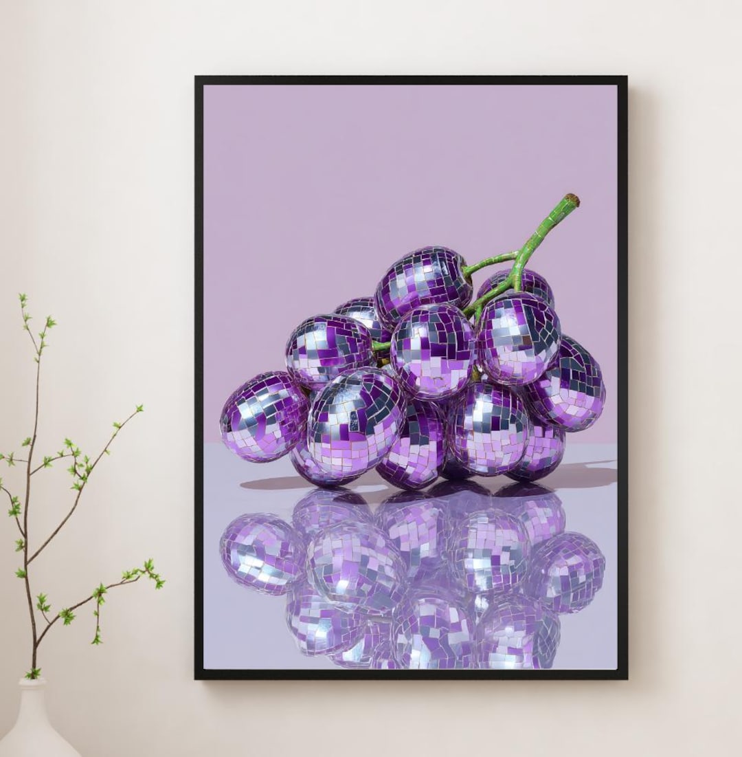 Disco Grapes Art Print: Eye-catching Living Room Decor (digital ...