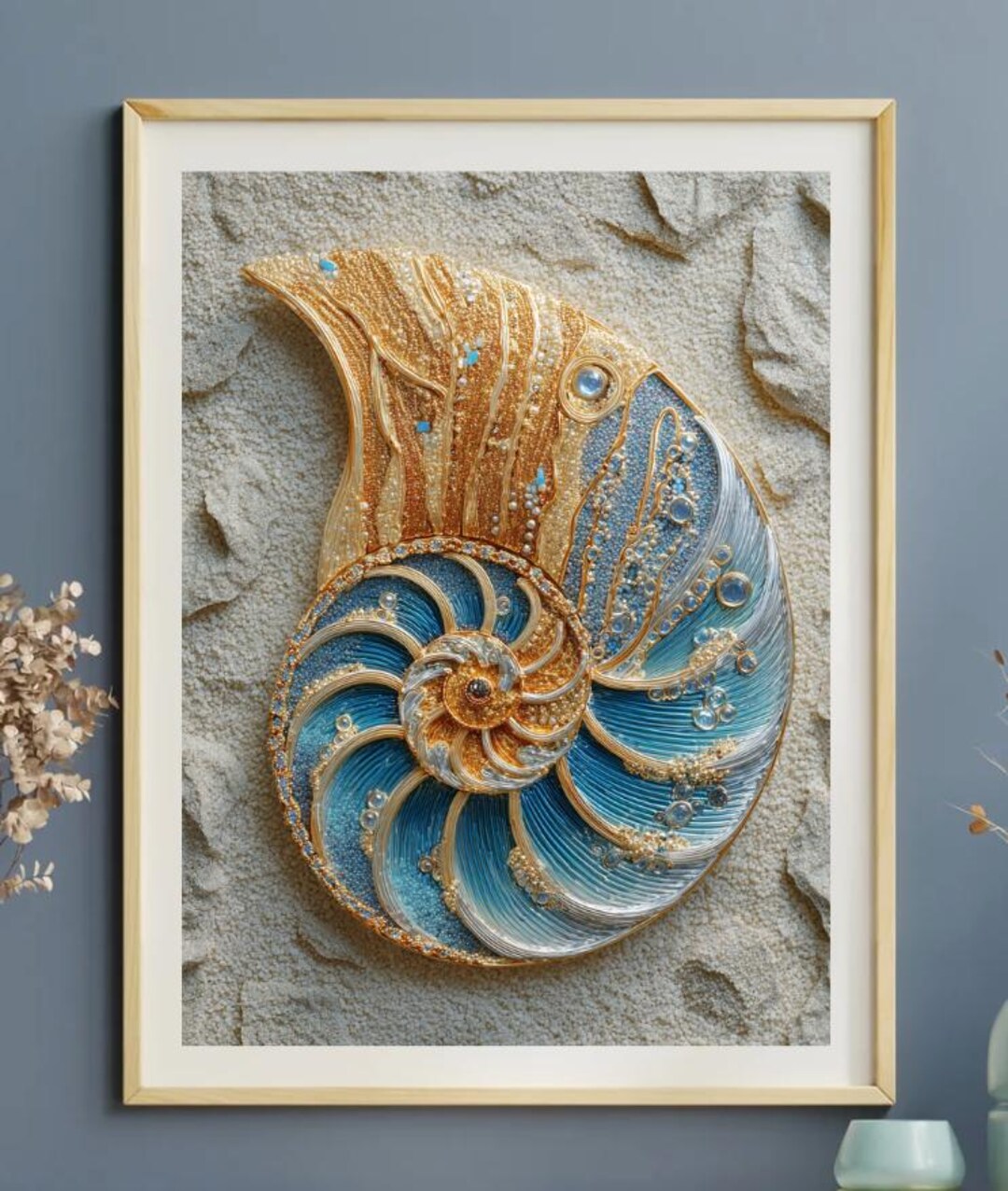 Nautilus Shell Print: Ocean Coastal Wall Art (digital Download - Etsy
