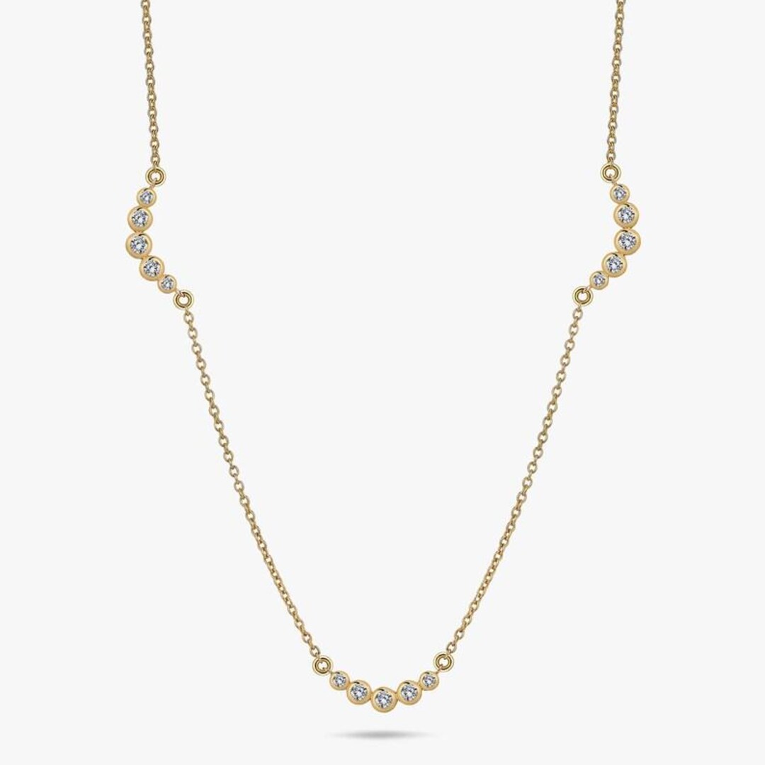Solid Gold Triple Diamond Necklace, Past Present Future Pendant, Gift ...