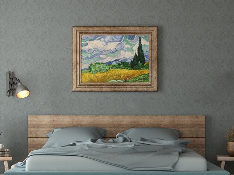 Texture Oil Van Gogh Reproduction on Canvas Wheat Field With Cypresses ...