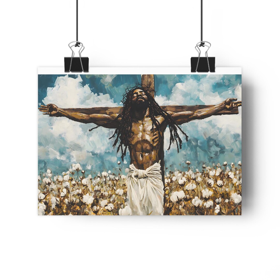 Cotton Cross | Black Jesus With Dreads Art Print | Crucifixion in ...