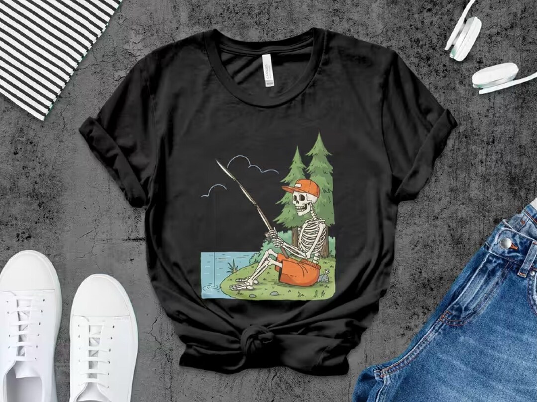 Skeleton Fishing PNG | Spooky Fisherman Clipart | Halloween Outdoor ...