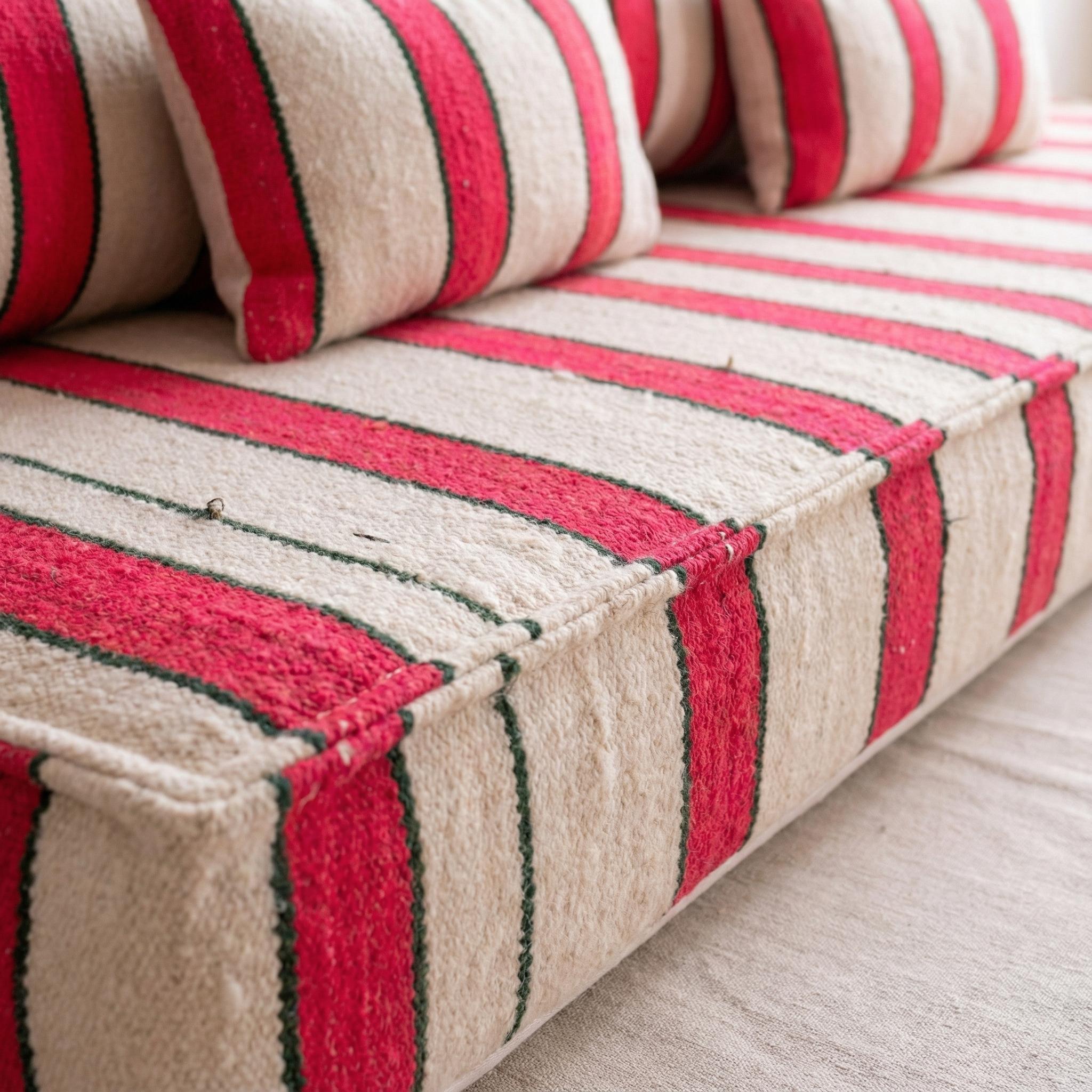 Moroccan Wool Floor Sofa Bed, Handmade Beni Ourain Loveseat, Large ...