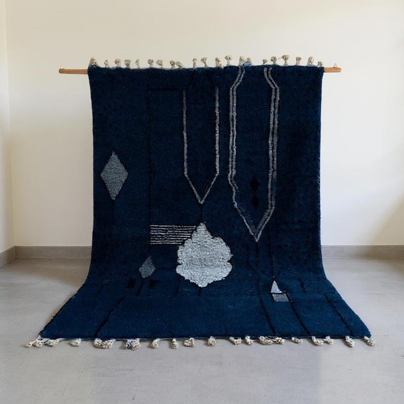 Dark Blue Art Deco Rug - Etsy