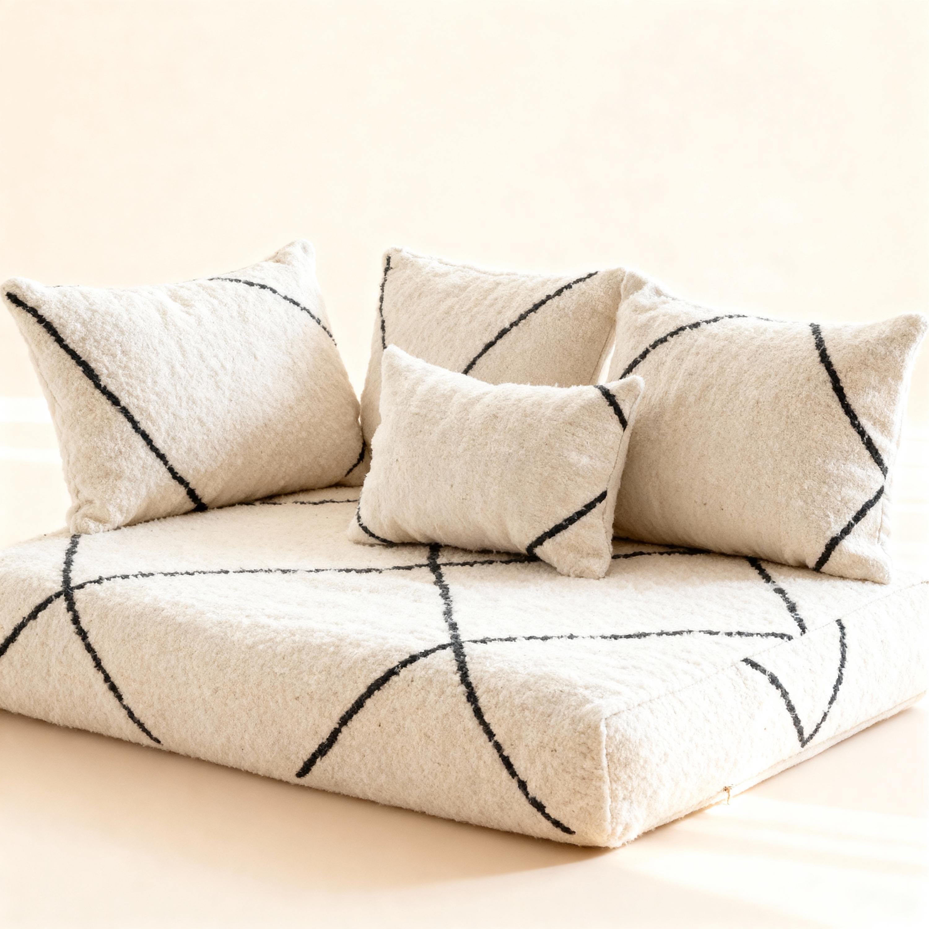 Large Arabic Majlis Sofa, Moroccan Wool Floor Sofa Bed, Handmade Beni ...