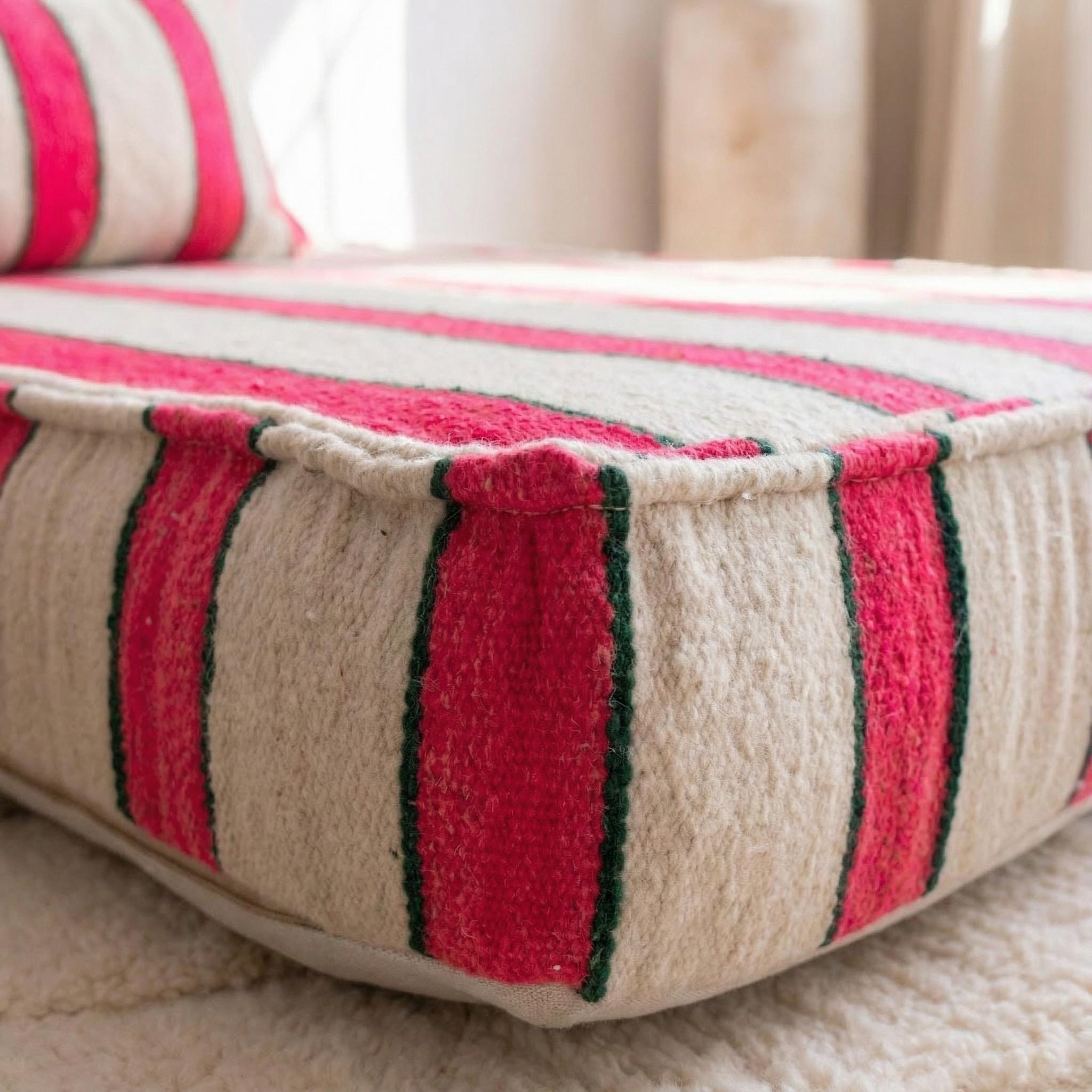 Moroccan Wool Floor Sofa Bed, Handmade Beni Ourain Loveseat, Large ...