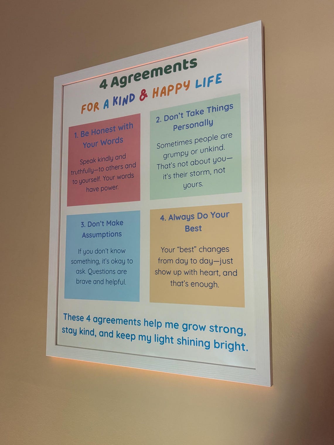The Four Agreements for Kids Printed Poster for Emotional Growth ...